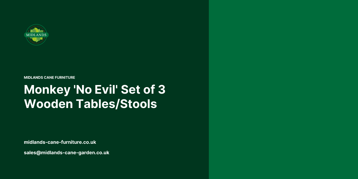Monkey 'No Evil' Set of 3 Wooden Tables/Stools